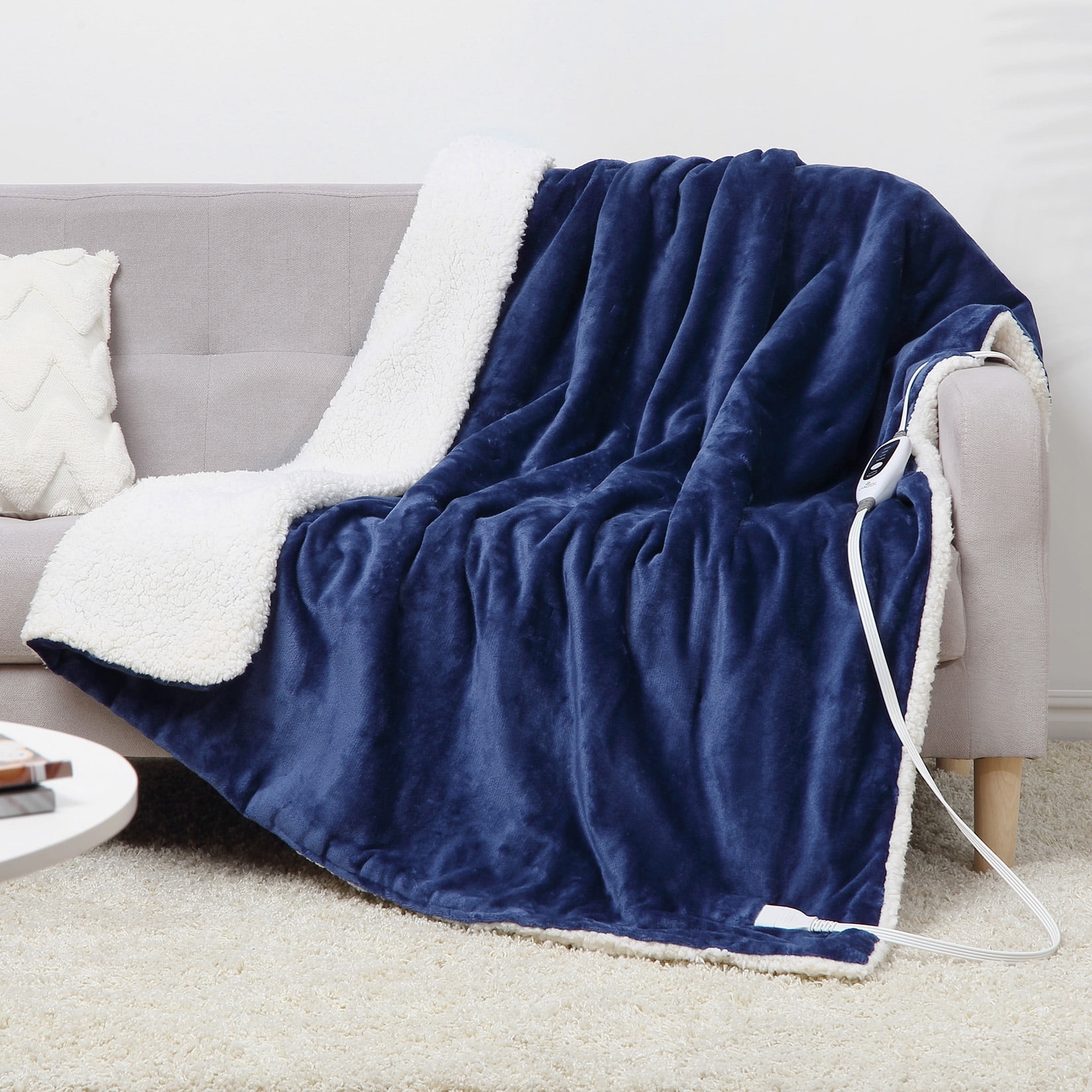 HOMERRY Thickened Flannel to Sherpa Reversible Electric Heating Blanket ...