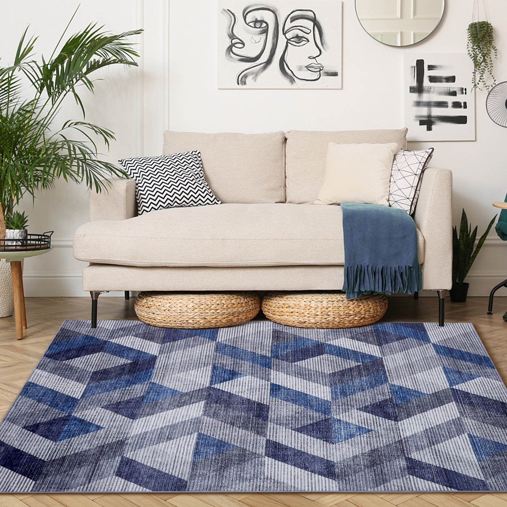 HOMERRY Vintage Diamond Area Rugs Traditional Modern Trellis Velvet ...