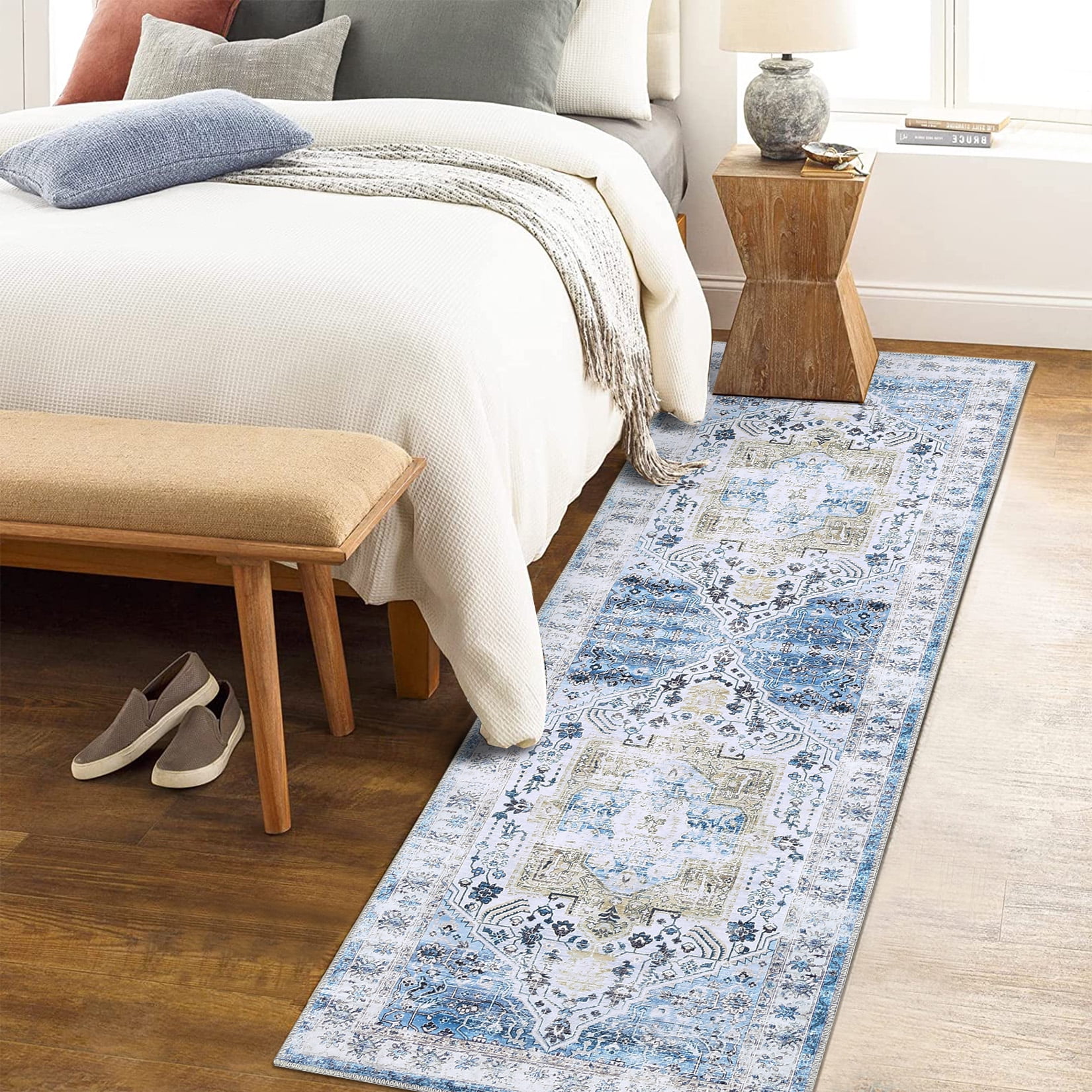 HOMERRY Vintage Runner Rug for Hallway, Non-Slip Laundry Room Area Rug ...