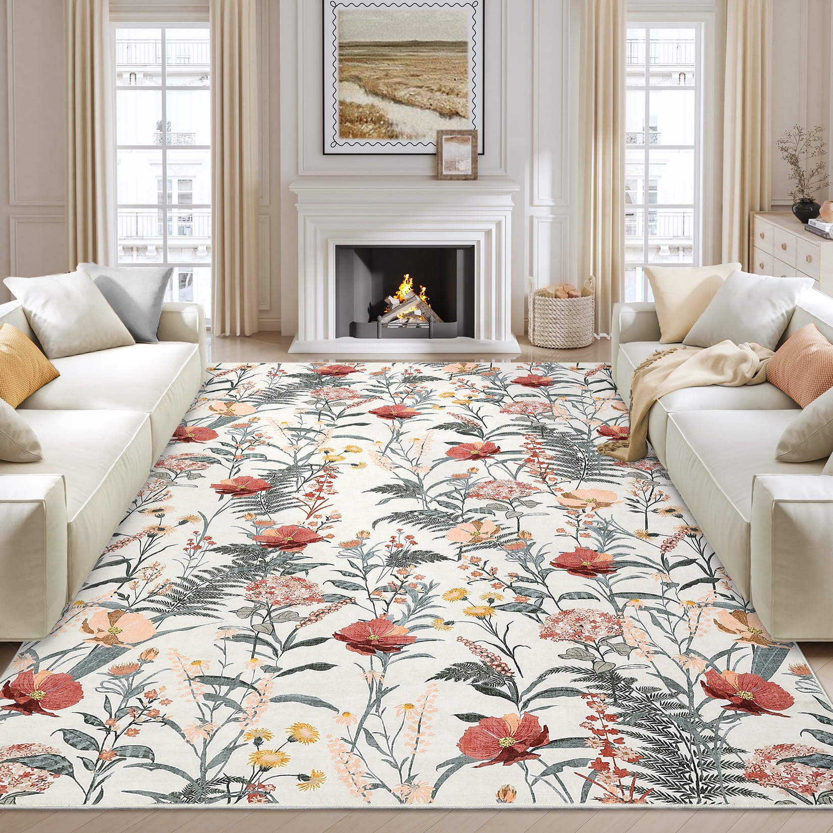 HOMERRY Washable 5' x 7' Area Rug for Living Room Farmhouse Modern ...