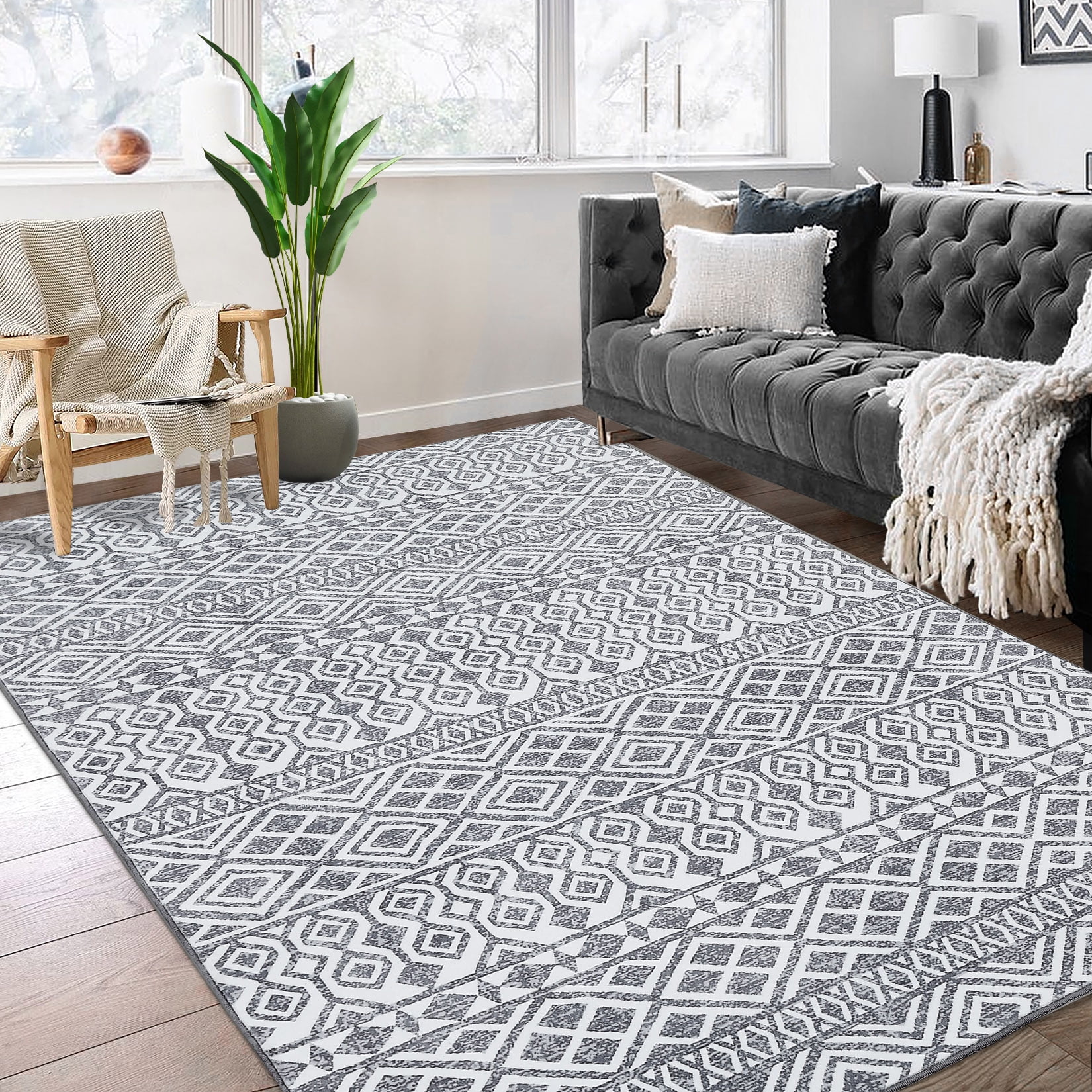 HOMERRY Washable 5' x 8' Area Rug for Living Room Bohemian Throw Rugs ...