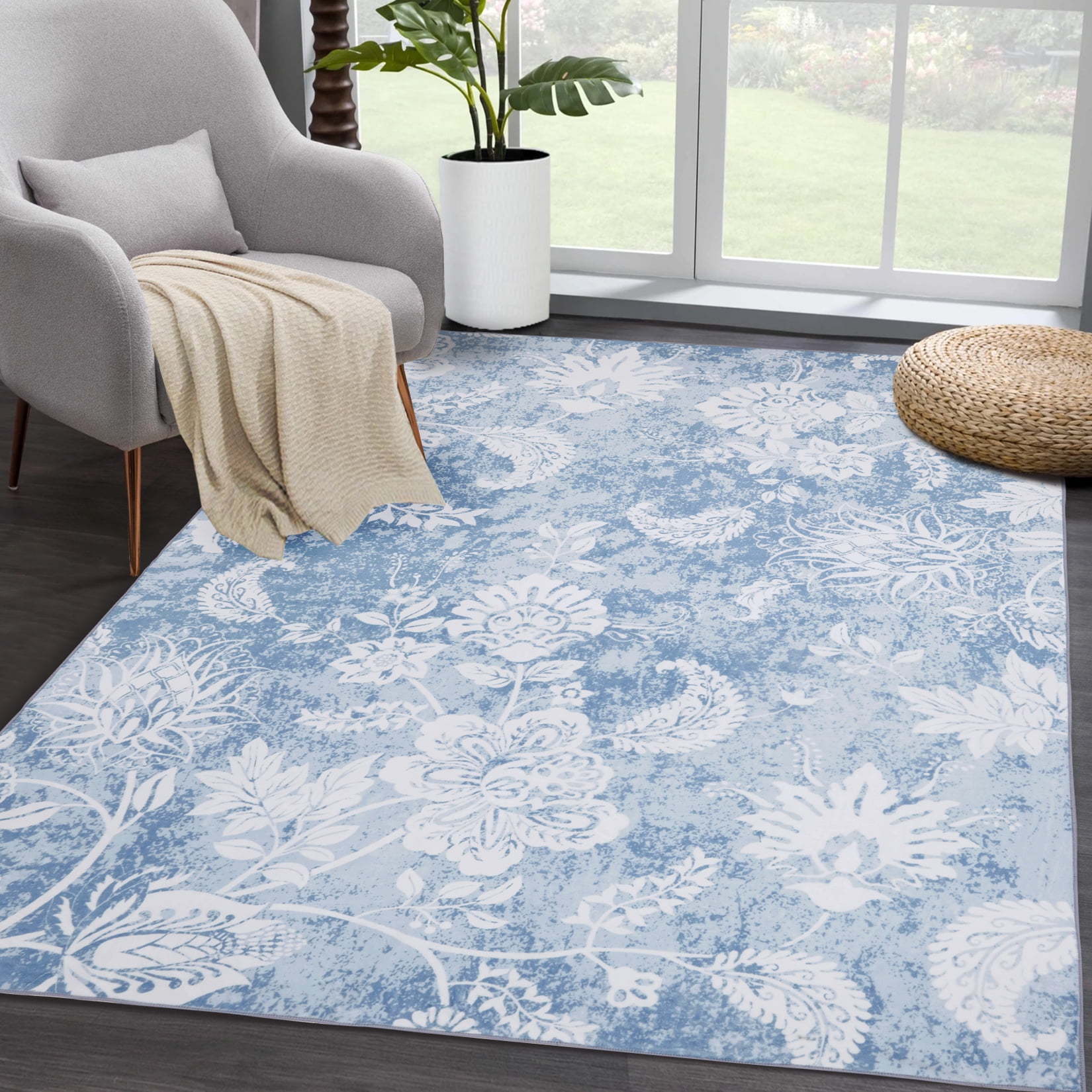 HOMERRY Washable Area Rug 4' x 6' Modern Floral Rugs for Living Room ...
