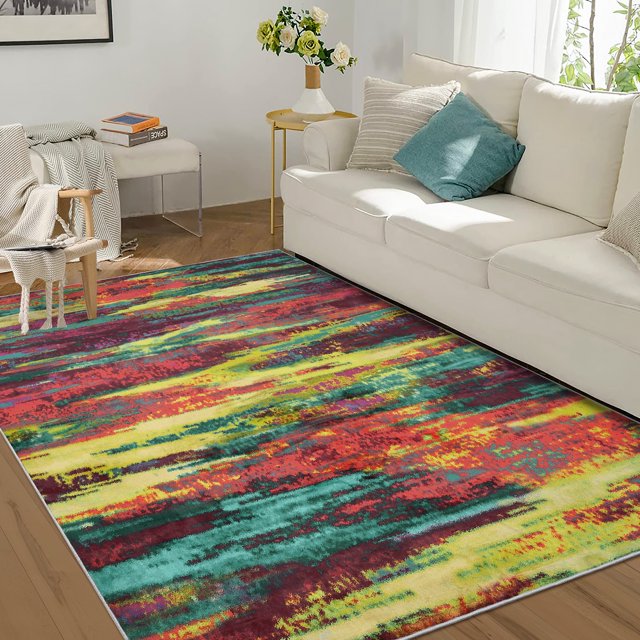 HOMERRY Washable Area Rug 5' x 7' Modern Abstract Area Rug for Living ...
