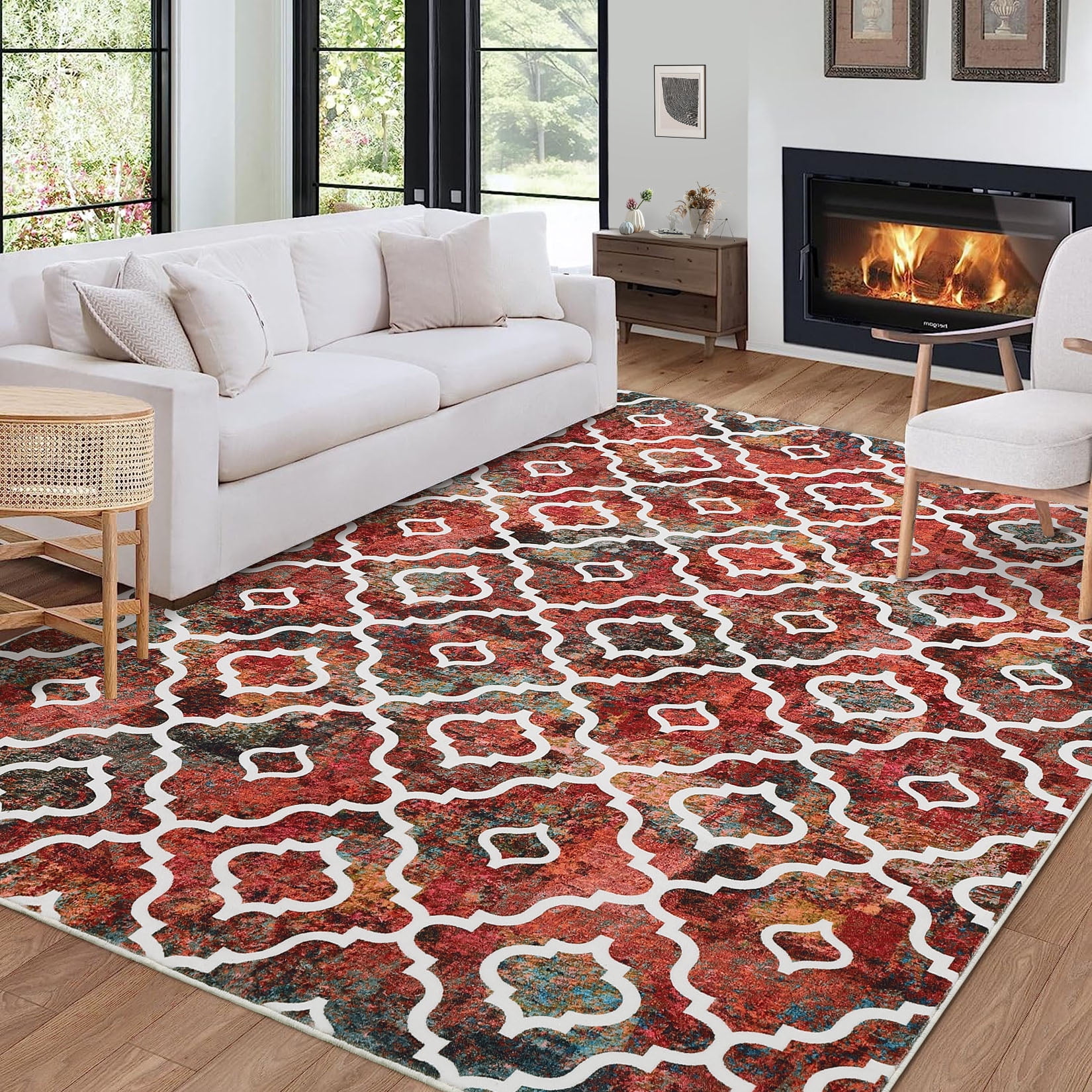 HOMERRY Washable Area Rug 5' x 7' Modern Moroccan Patterns Area Rug for ...