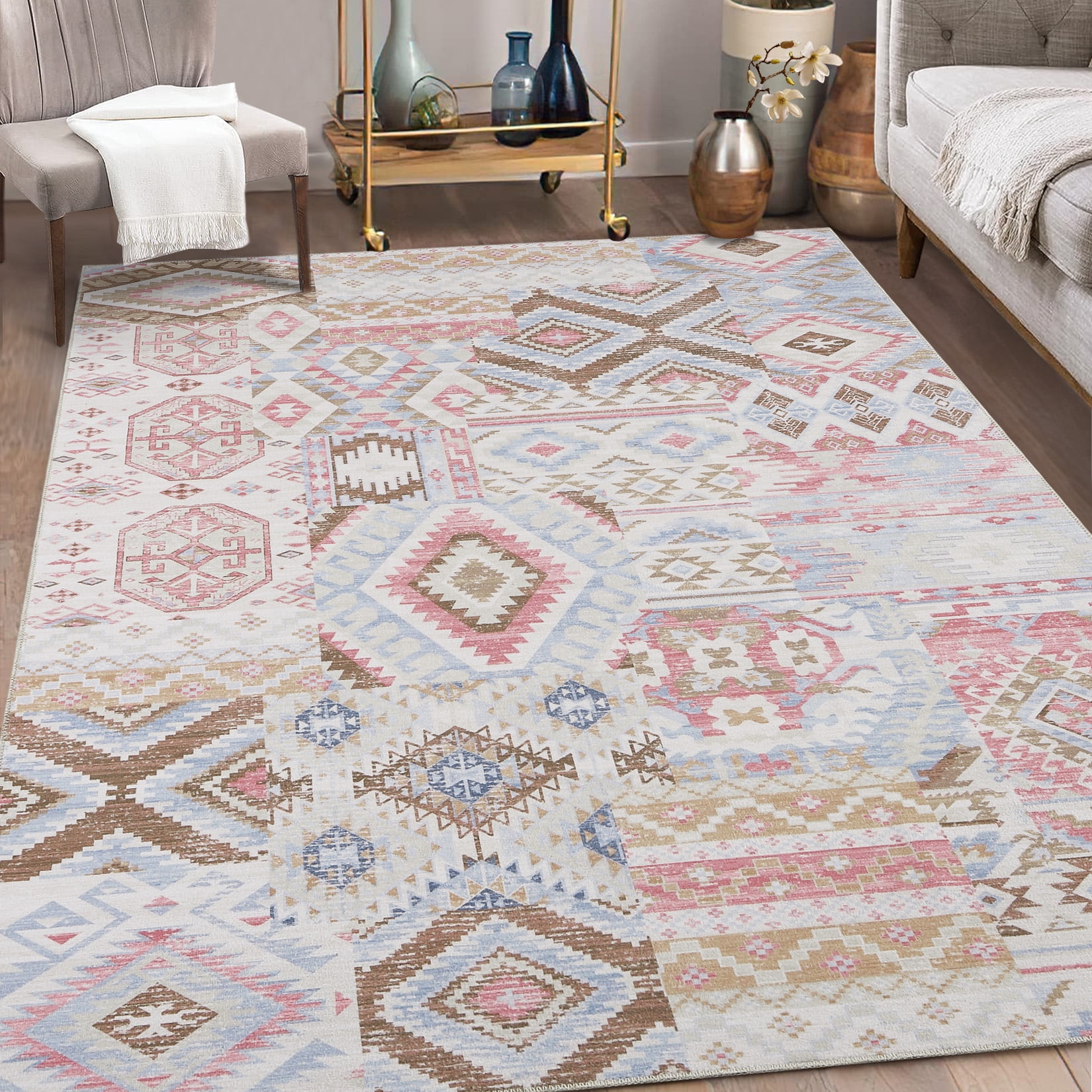 HOMERRY Washable Area Rug 5' x 7' Vintage Bohemian Patterns Area Rug ...