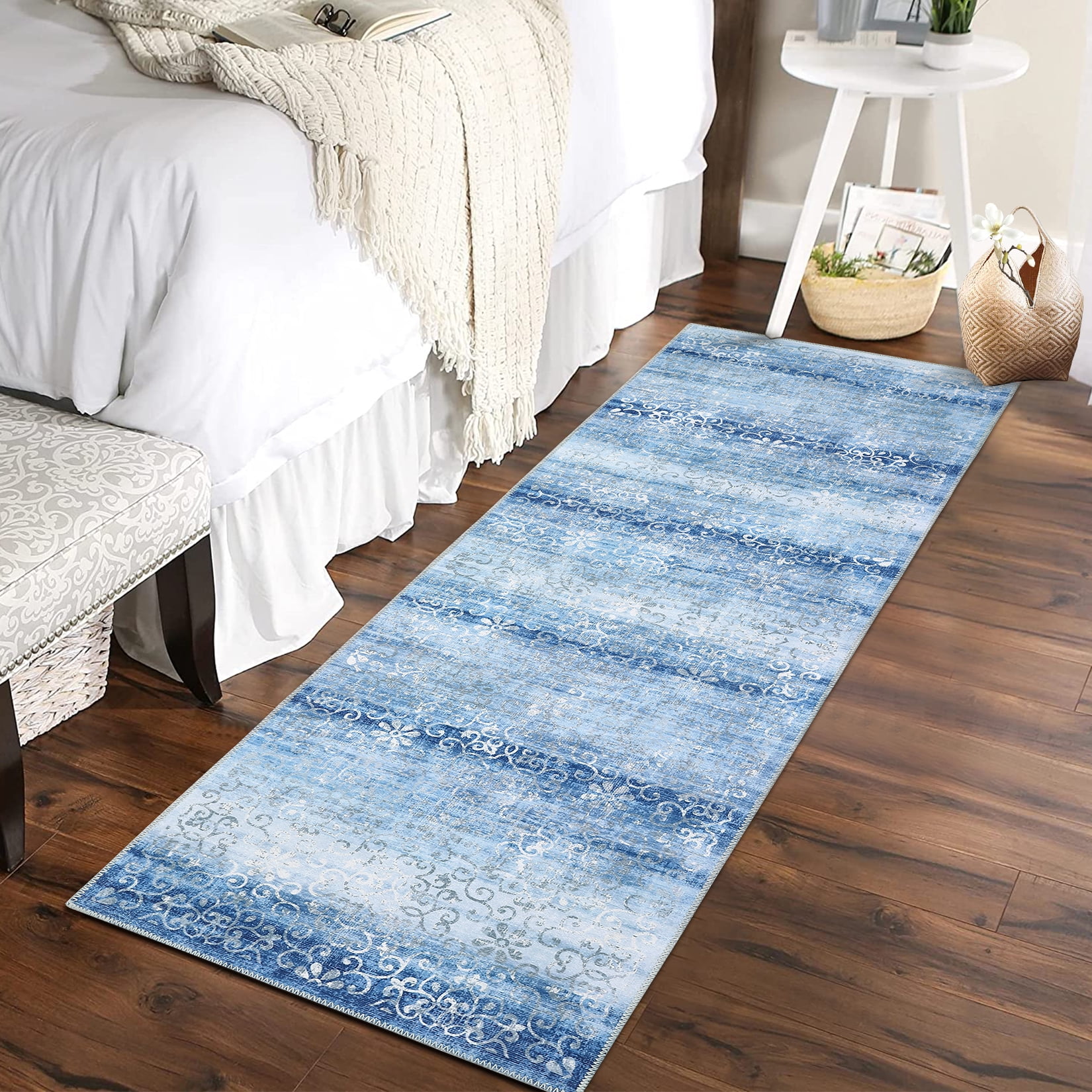 HOMERRY Washable Runner Rug 2x6 Bathroom Damask Floral Rug Runner ...