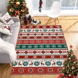 HOMERRY Xmas Rug Christmas Home Decor Tree Deer Print Area Rug Washable ...