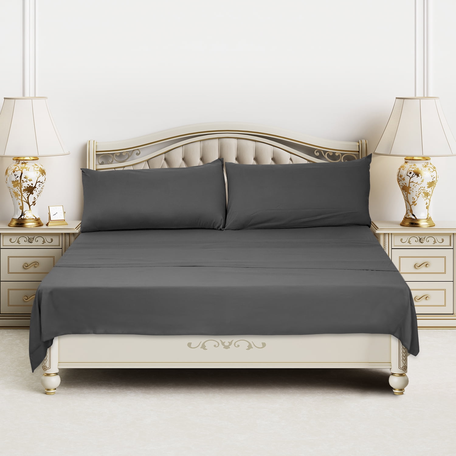 HOMES PERCEPTION 4 Pcs Full Microfiber Sheet Set – 16” Extra Deep ...