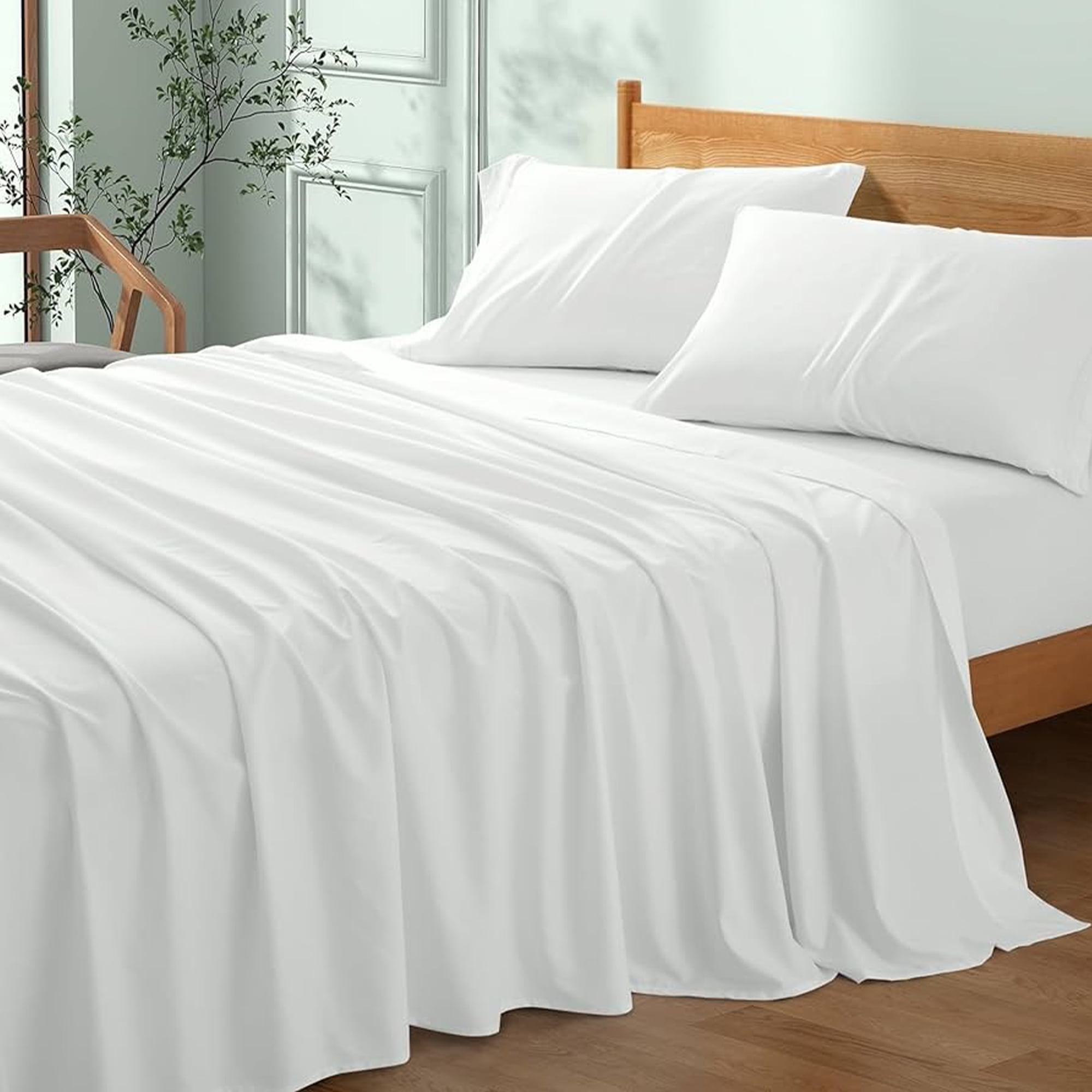 HOMES PERCEPTION 4-Pcs Microfiber Full Sheet Set– 16” Extra Deep Pocket ...