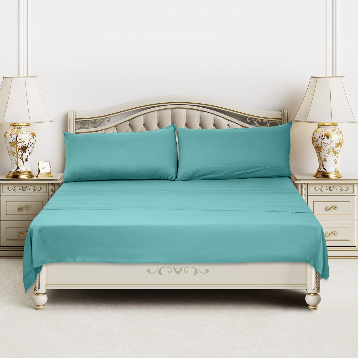 HOMES PERCEPTION 4-Pcs Microfiber Full Sheet Set – 16” Extra Deep ...