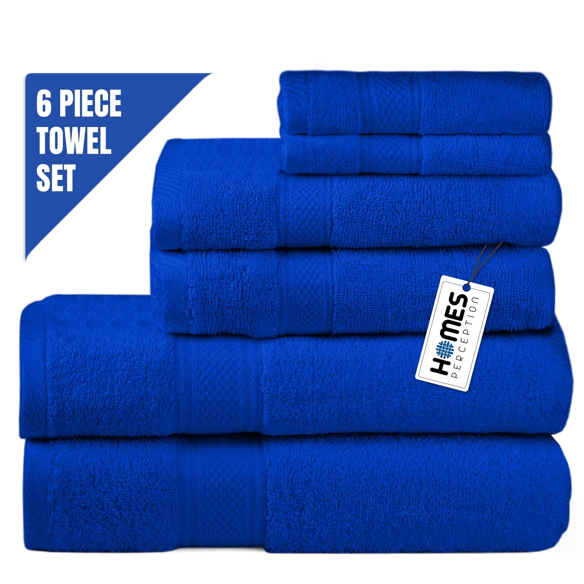 HOMES PERCEPTION 6 Pack Towels Set & Washcloths Mineral Blue - Walmart.com