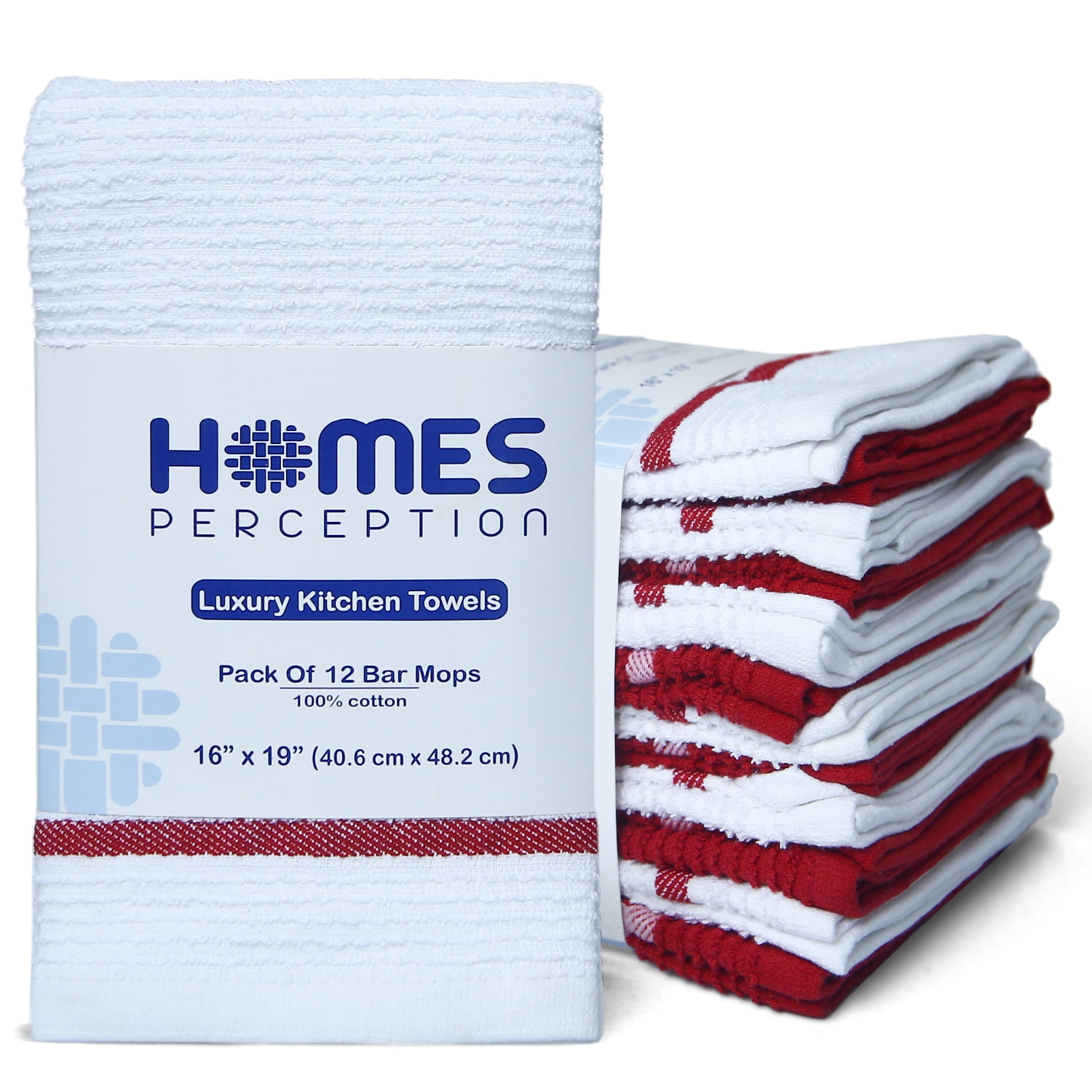 HOMES PERCEPTION Cotton Dish Towels, Pack of 12, 16x19 Inches, Kitchen Towels (Burgundy ...