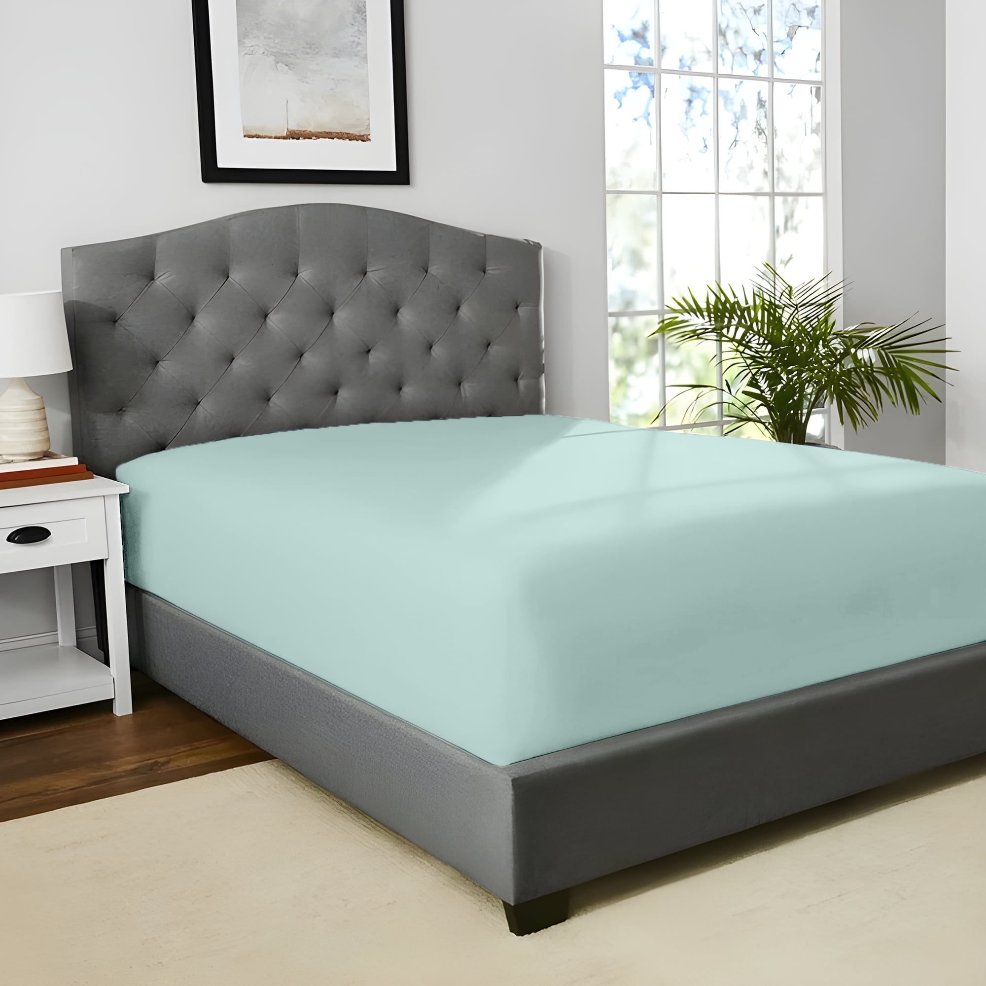 HOMES PERCEPTION Poly Cotton Jersey Full Fitted Sheet - Single Fitted ...