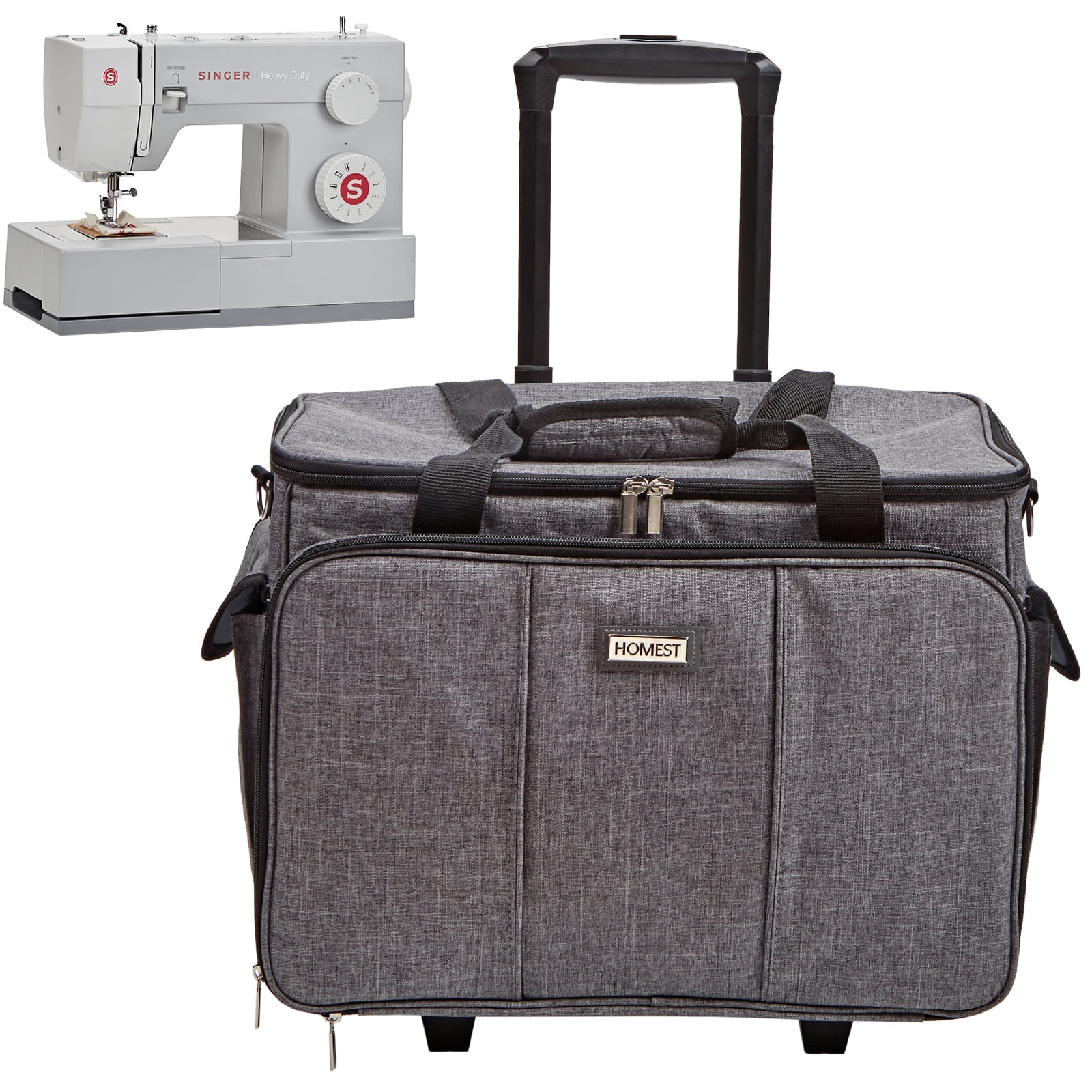 HOMEST Deluxe Sewing Machine Case with Wheels, Rolling Trolley Tote ...