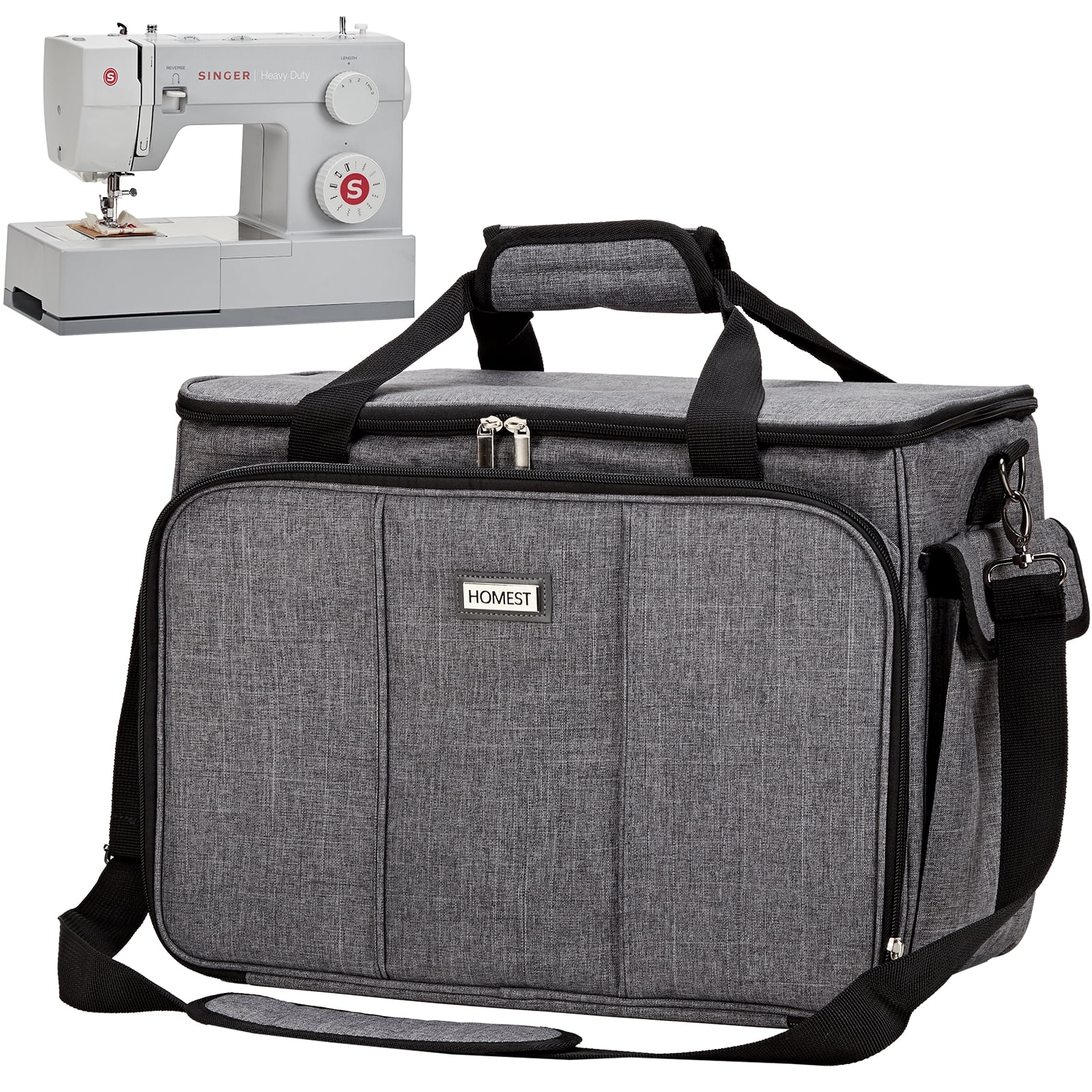 HOMEST Sewing Machine Carrying Case with Multiple Storage Pockets ...