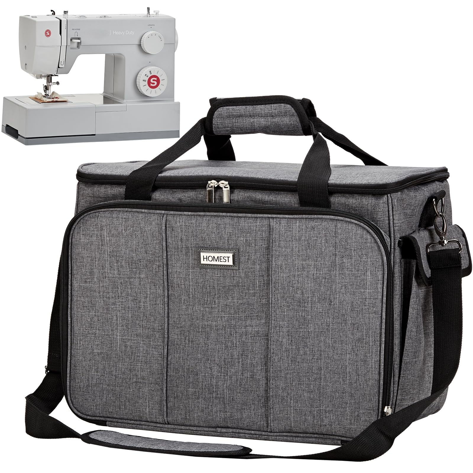 HOMEST Sewing Machine Carrying Case with Multiple Storage Pockets ...