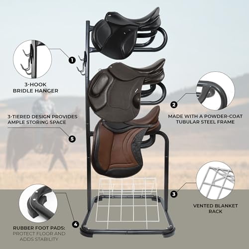 HOMESTEAD 3-Tier Saddle Rack - Heavy Duty Stand, Removable & Rotating ...