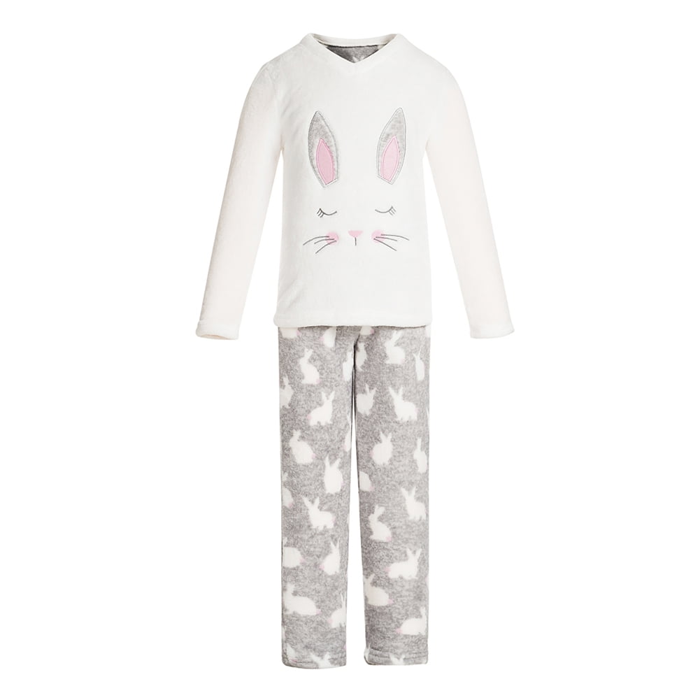 HOMESWEE Girls' Cozy Fleece Pajama Set, Warm Hooded Flannel Sleepwear ...
