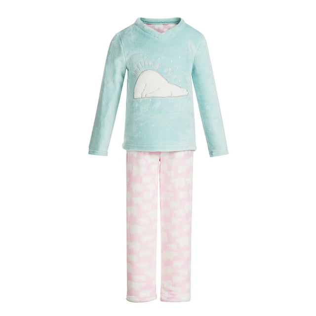 HOMESWEE Girls Heart Jammies, Fleece Pajama Set, Soft Flannel Sleepwear ...