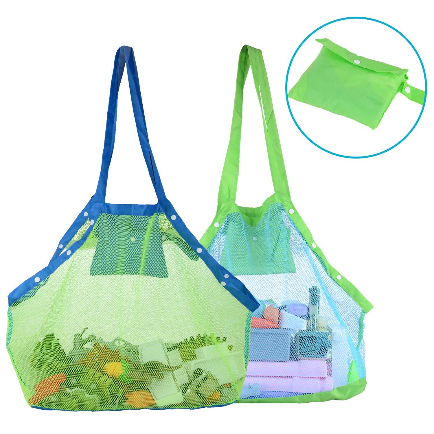 TopTops Mesh Beach Tote Bag, Kids Sea Shell Bags,2 Pack Large Beach Toy ...