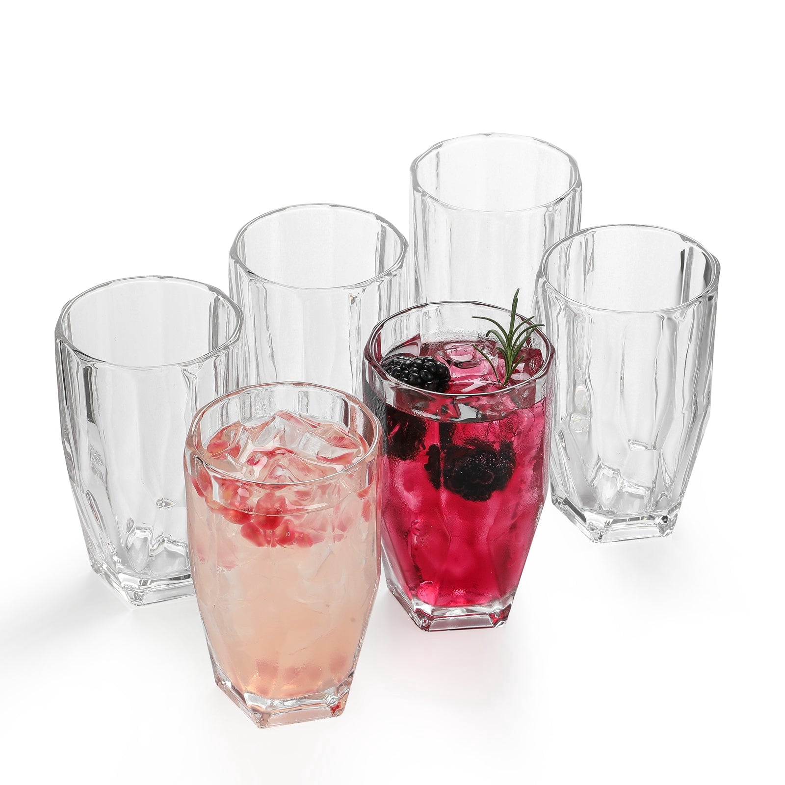 HOMEW Polyhedron Highball Glasses Set Of 6 - Clear - Walmart.com