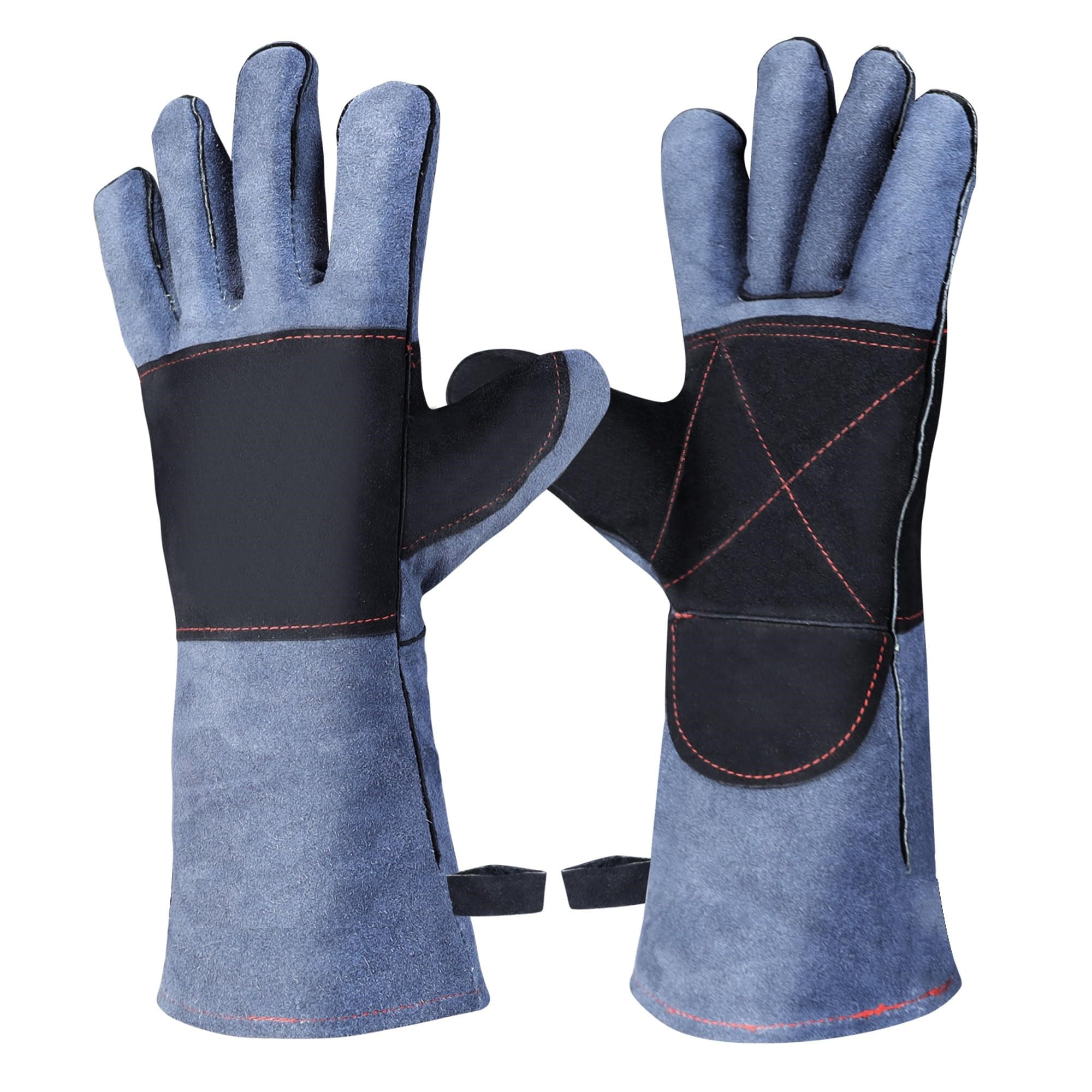 HOMEYA 14Inch Animal Handling Gloves, Double Leather Bite Proof Gloves ...