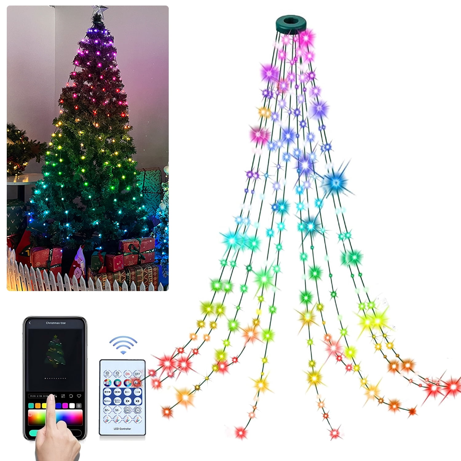 HOMEYA 160 LED Hanging Decor Christmas Tree Lights, Outdoor Waterproof ...