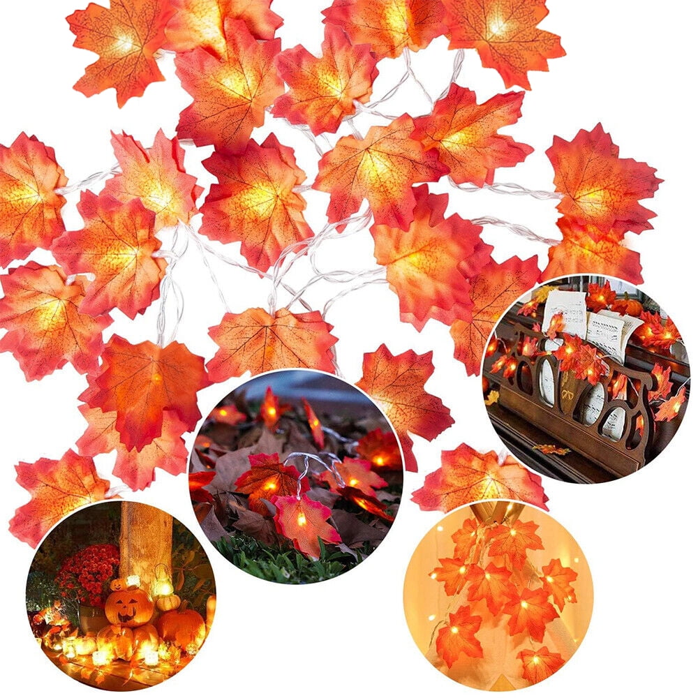 HOMEYA 3 Pack LED Maple Leaves Lamp Garland String Lights Decoration ...