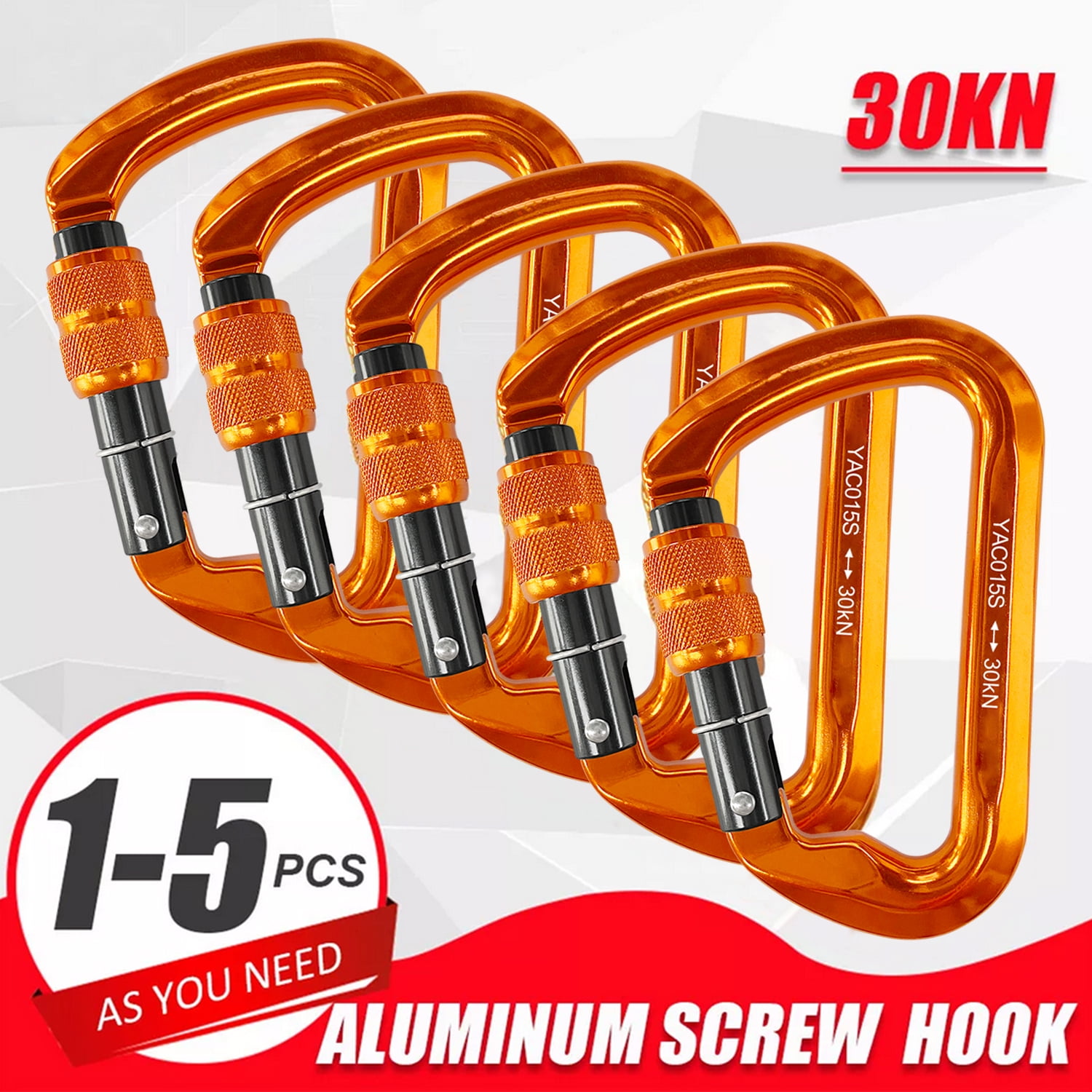 HOMEYA 30KN Climbing Carabiner Aluminum Screw Locking Clip Heavy Duty ...