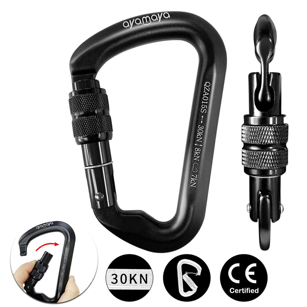 HOMEYA 30KN Screwgate Locking Carabiner Clip, Pack of 3 Professional ...