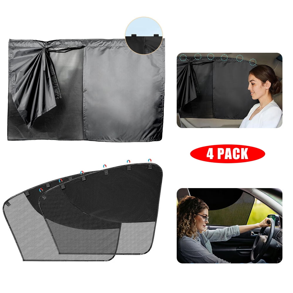 HOMEYA 4 PCS Magnetic Car Window Sun Shade, Double Layer Auto Side ...