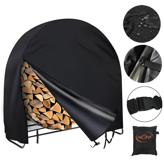HOMEYA 40-inch Waterproof & UV-Resistant Log Hoop Firewood Rack Cover ...