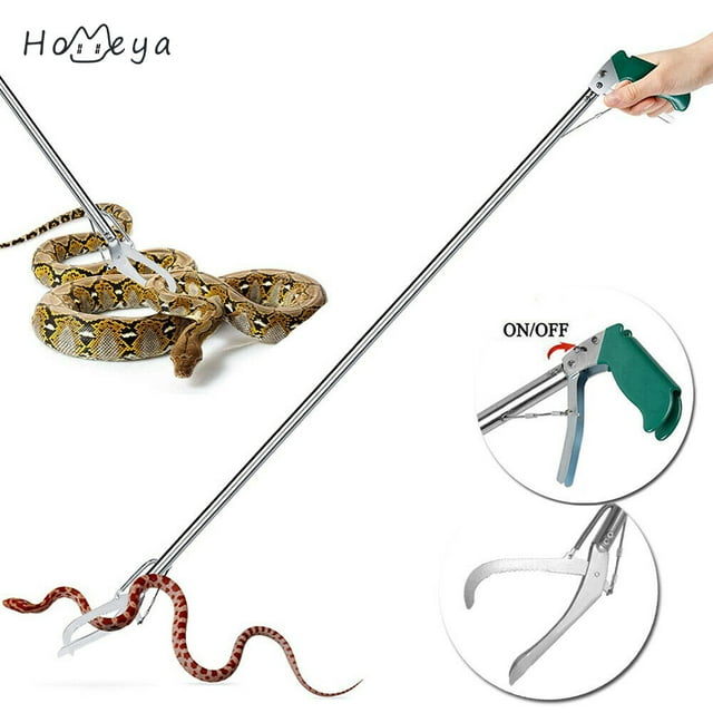 HOMEYA 47" Snake Tongs Catcher Reptile Grabber Hook Stick Wide Jaw ...