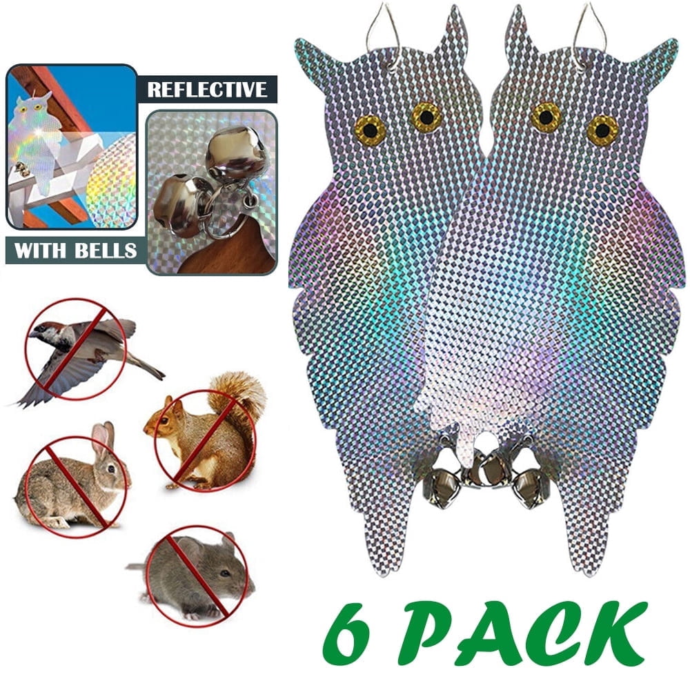 HOMEYA 6-Pack Reflective Bird Repellent Scare Owl, Outdoor Control Fake ...