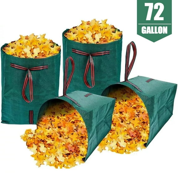 Qonioi Garden Leaf Bag with Lid, Reusable Yard Waste Collection Bag ...