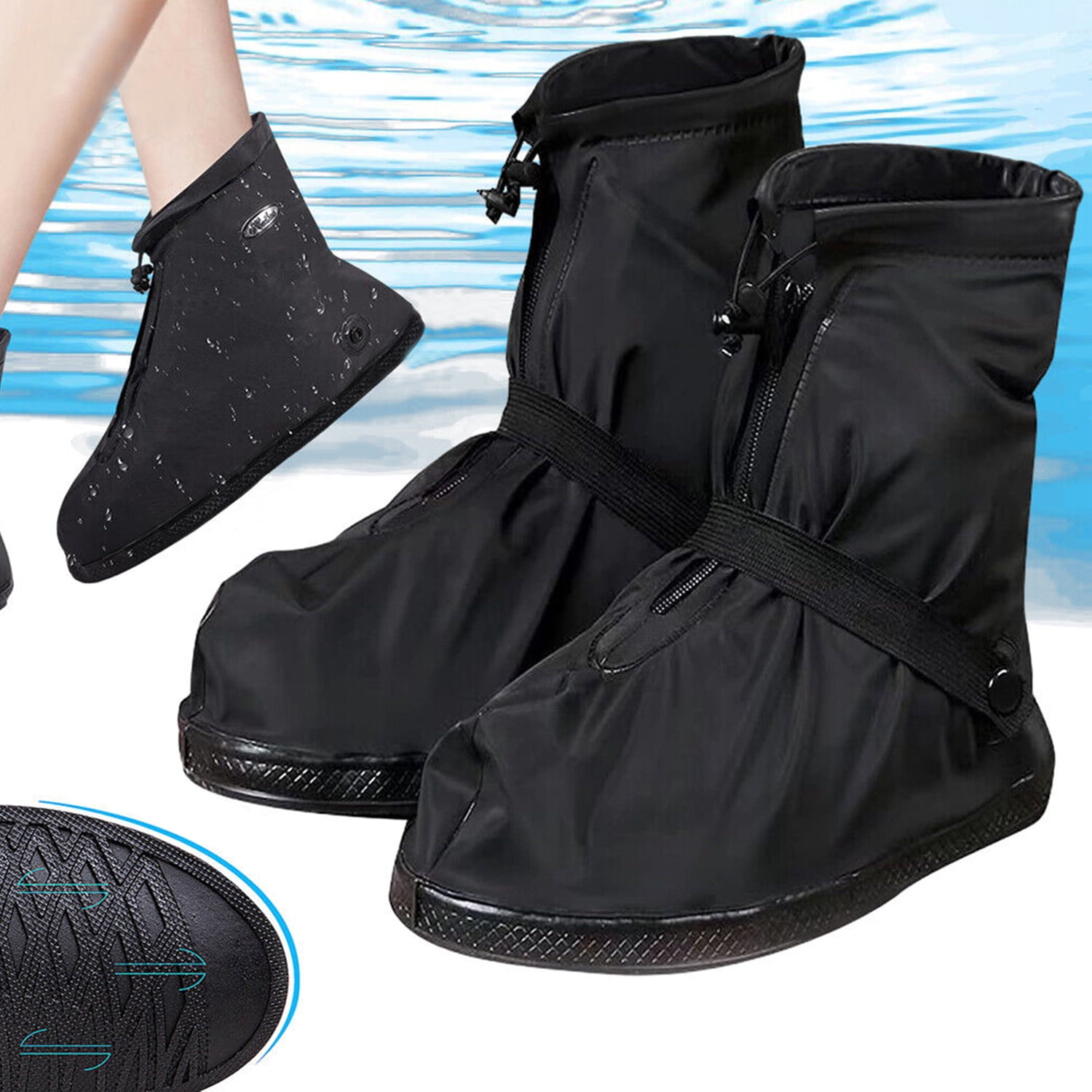HOMEYA Anti-Slip Rubber Shoe Covers Reusable Rain Snow Boot Waterproof ...