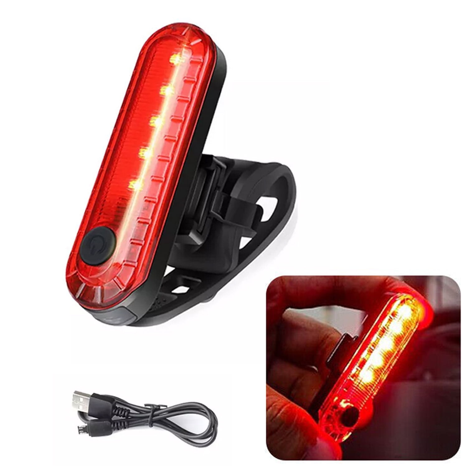 HOMEYA Bike Tail Light USB Rechargeable Longer Run-time Rear Bike Back ...