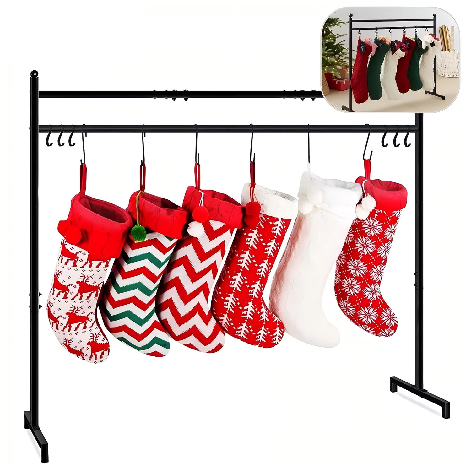 HOMEYA Christmas Stocking Holder Stand, 3.5ft Xmas Socks Rack Hanger ...