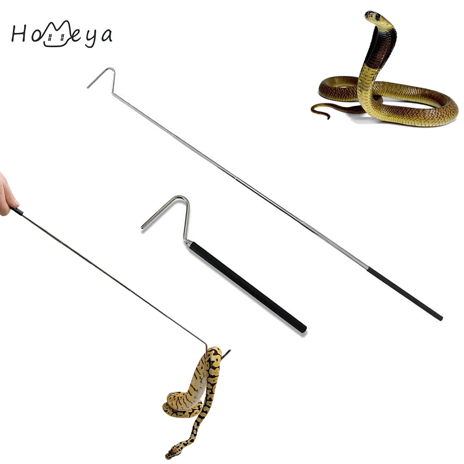 HOMEYA Collapsible Snake Hook 39 inch Extensible Reptile Hook Stainless ...