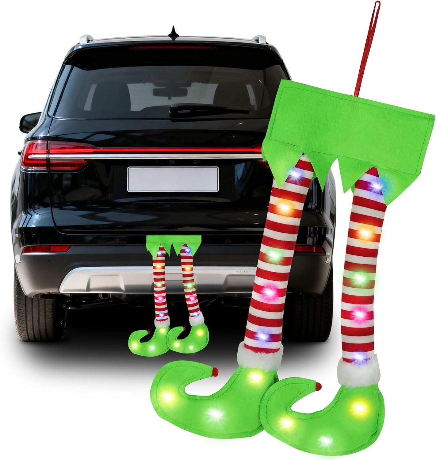 HOMEYA Elf Legs for Car Trunk with LED Lights, Glowing Xmas Tree Door ...