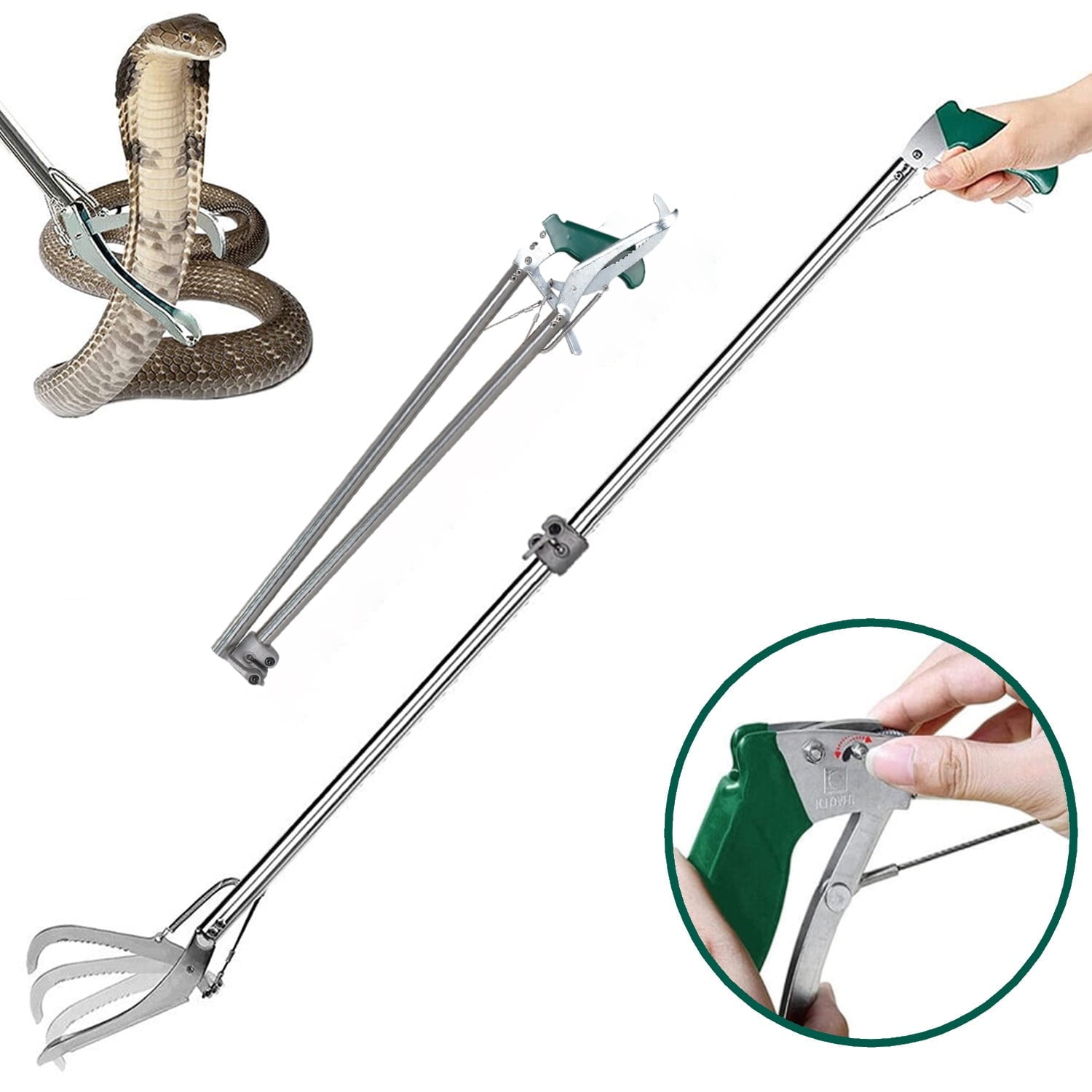 HOMEYA Foldable 47" Snake Tongs Heavy Duty Reptile Grabber Handling ...