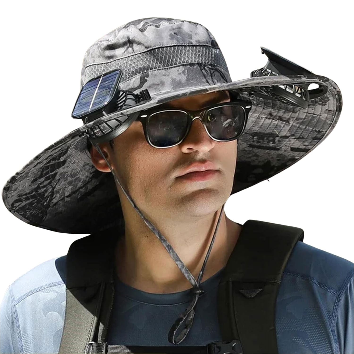 HOMEYA Hat with Fan Built In,Wide Brim Solar Fan Hat,Solar & USB ...