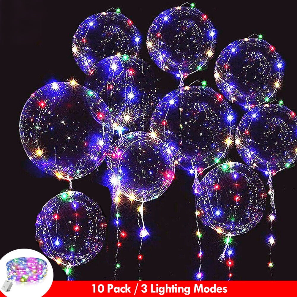 HOMEYA Light up Balloons, 10Pcs 20inch Clear Bobo Balloons with Glow ...