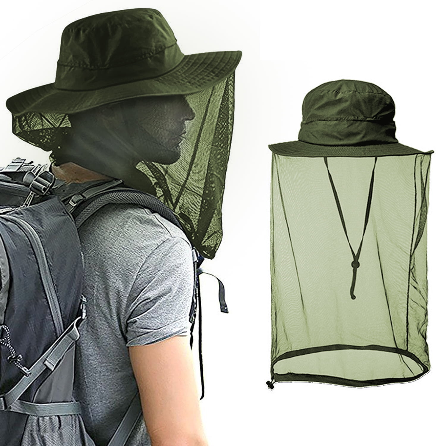 HOMEYA Mosquito Head Net Hat with Hidden Mesh, Anti Bug Sun Hat Bucket ...