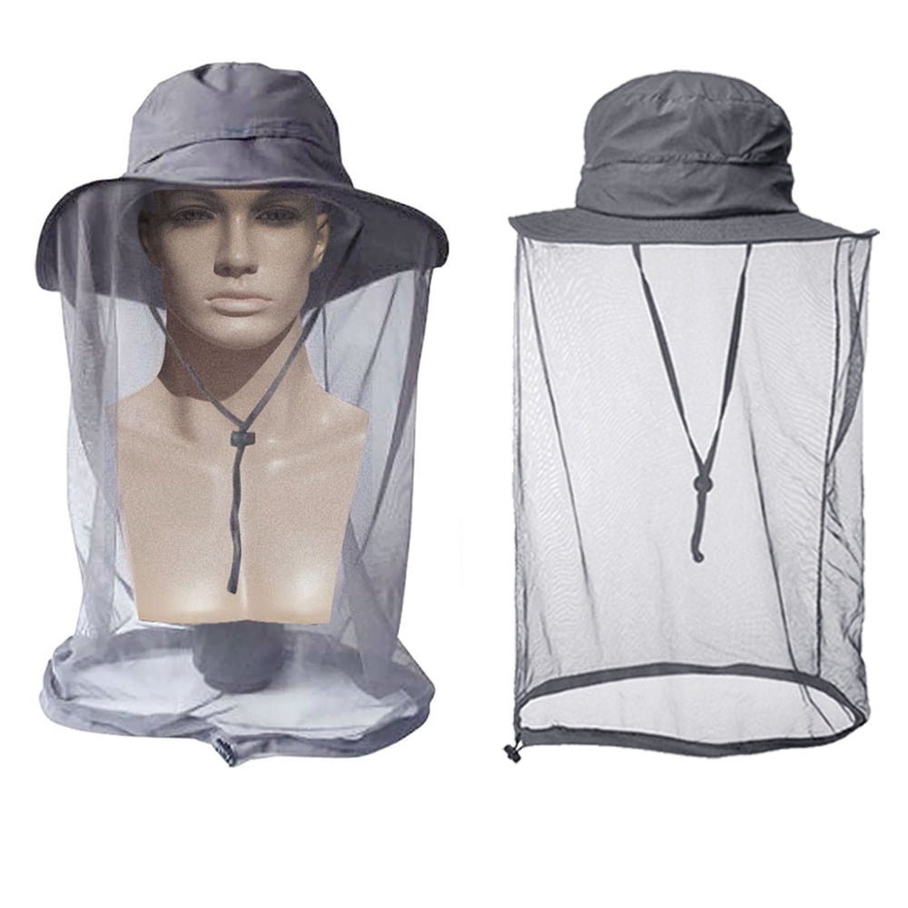 HOMEYA Outdoor Wide Brim Sun Hat, Mosquito Mesh Head Net, UV & Bug ...