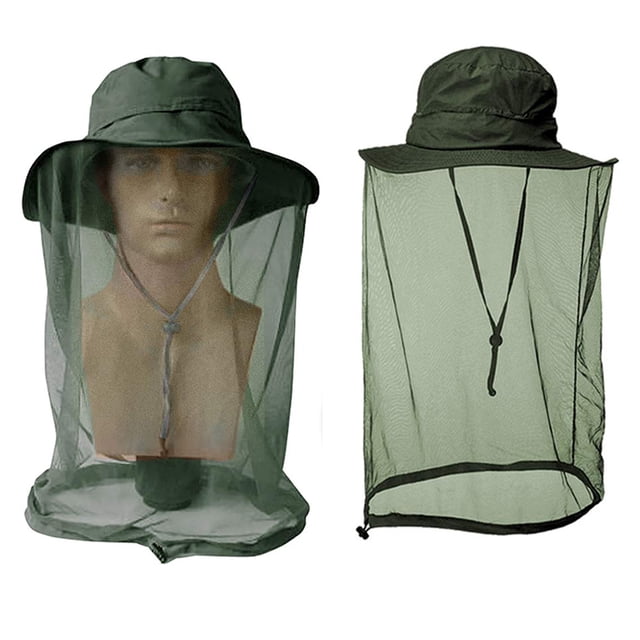HOMEYA Mosquito Mesh Sun Hat with Head Net Outdoor Wide Brim, Bee Bug ...