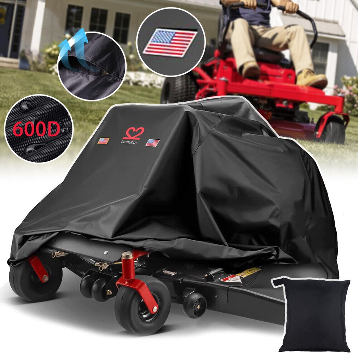 HOMEYA Outdoors Zero-Turn Mower Cover, Waterproof Heavy Duty 600D ...