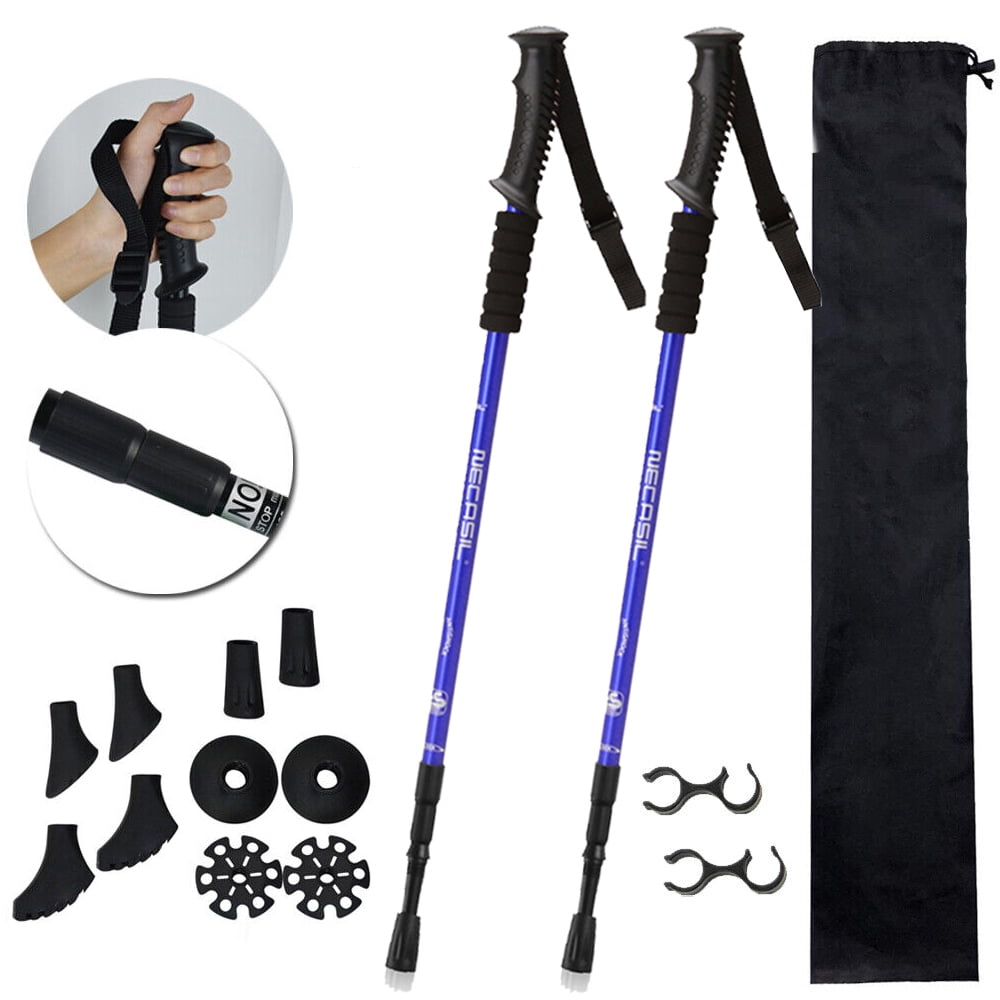 HOMEYA Pair 2 Aluminum Quick Lock Trekking, Hiking Poles, Collapsible ...