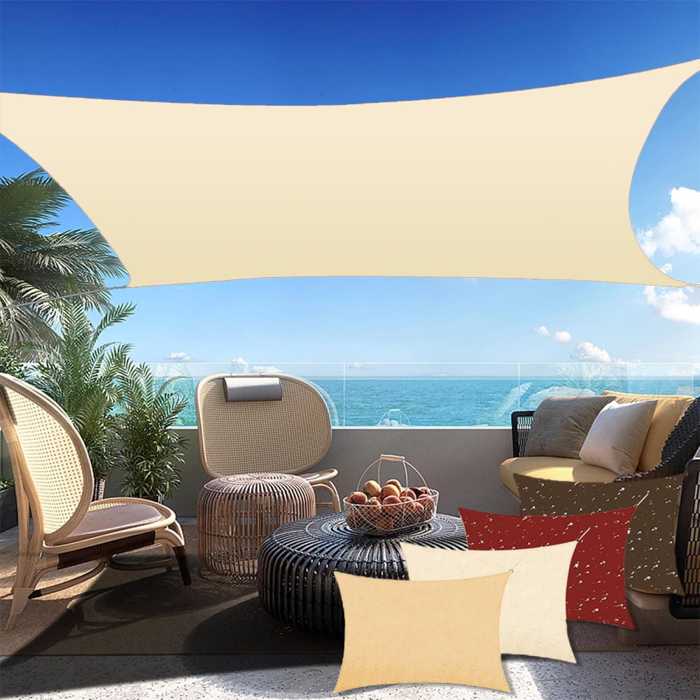 HOMEYA Sun Shade Sails Canopy,Waterproof Rectangle 8/12/16/20 FT Shade ...