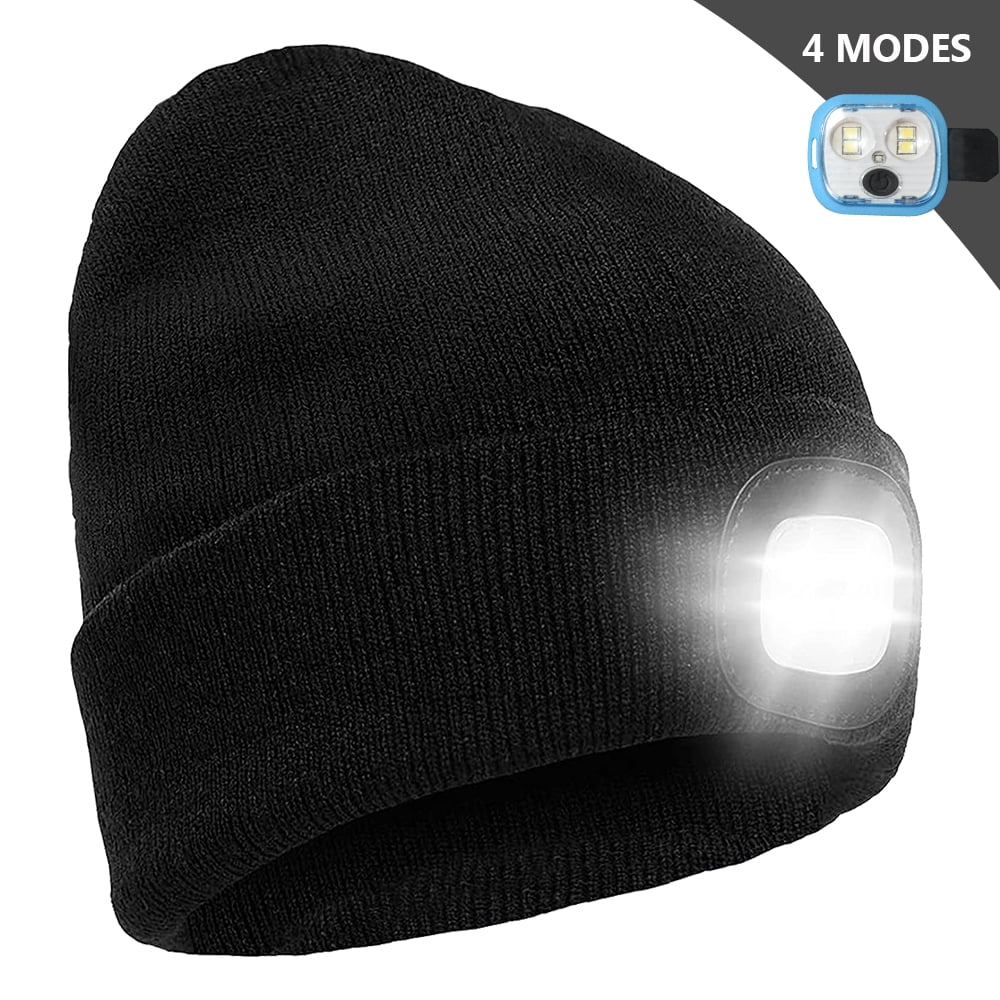 HOMEYA Unisex LED Beanie Hat, Rechargeable Headlamp Cap for Adults ...